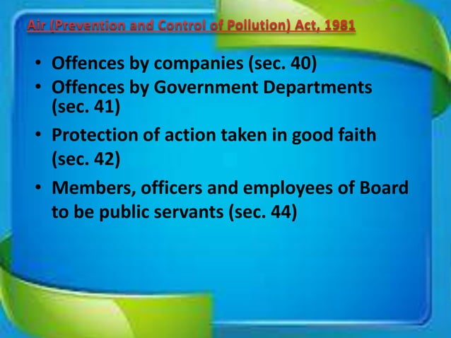Air (prevention & control of pollution) Act 1981 | PPTX | Indoor ...