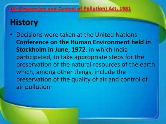 Air (prevention & control of pollution) Act 1981 | PPTX | Indoor ...
