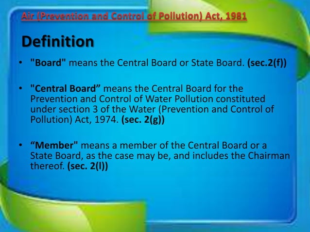 Air (prevention & control of pollution) Act 1981 | PPTX | Indoor ...