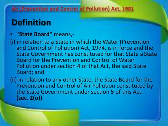 Air (prevention & control of pollution) Act 1981 | PPTX | Indoor ...