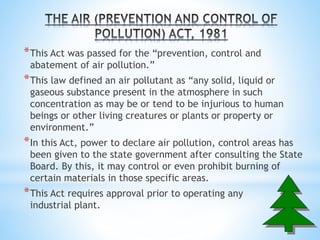 Pollution control acts and regulations of India | PPTX