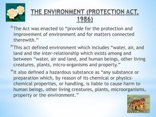 Pollution control acts and regulations of India | PPTX