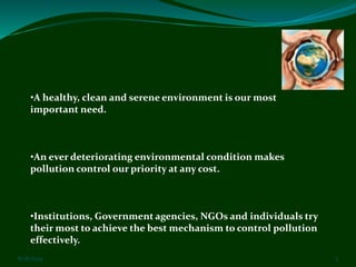Pollution control- an instituitional approach through environmental ...