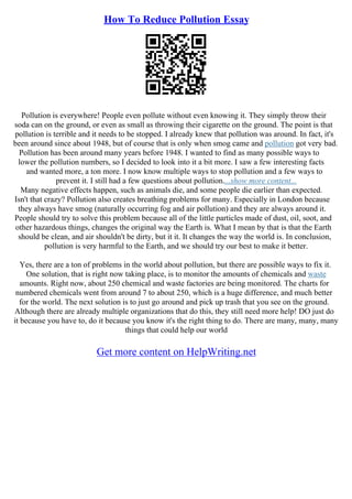 Pollution Essay | PDF