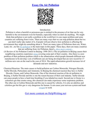Pollution Essay In English | PDF