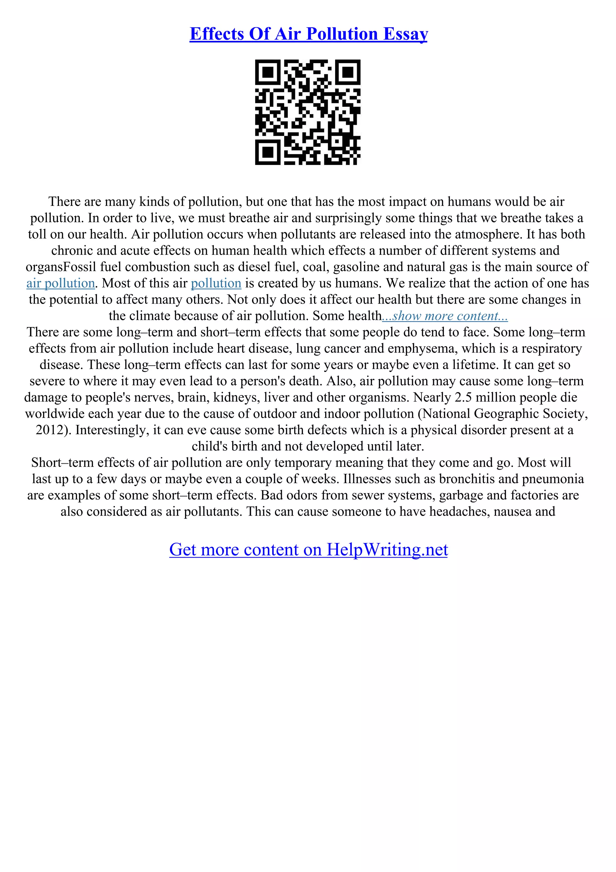 Pollution Essays | PDF