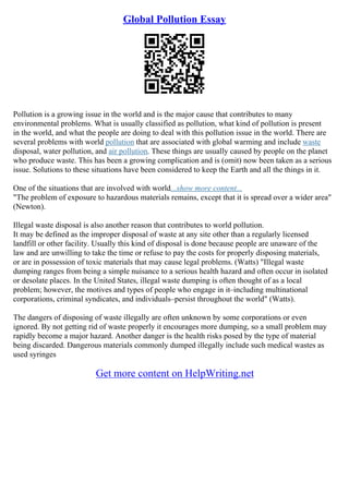 Pollution Essays | PDF