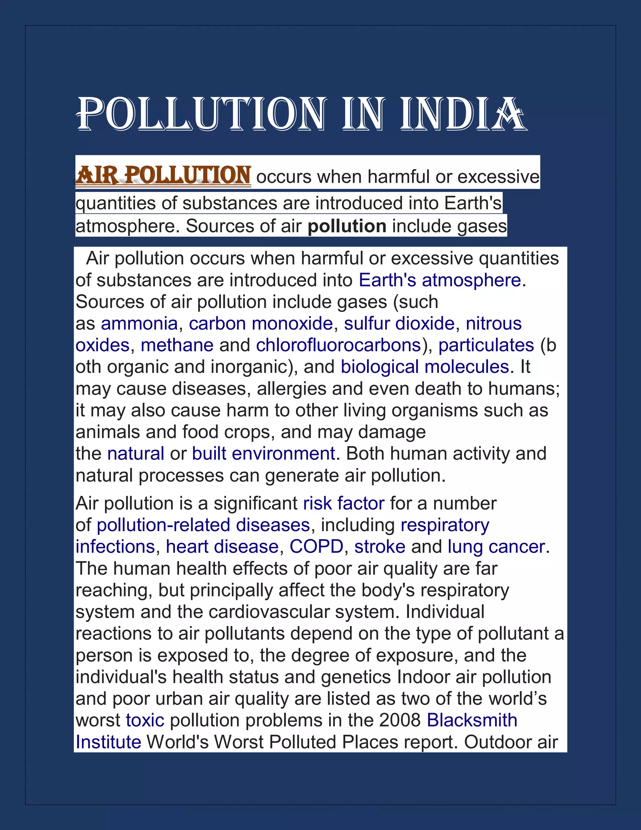 Pollution in india | PDF