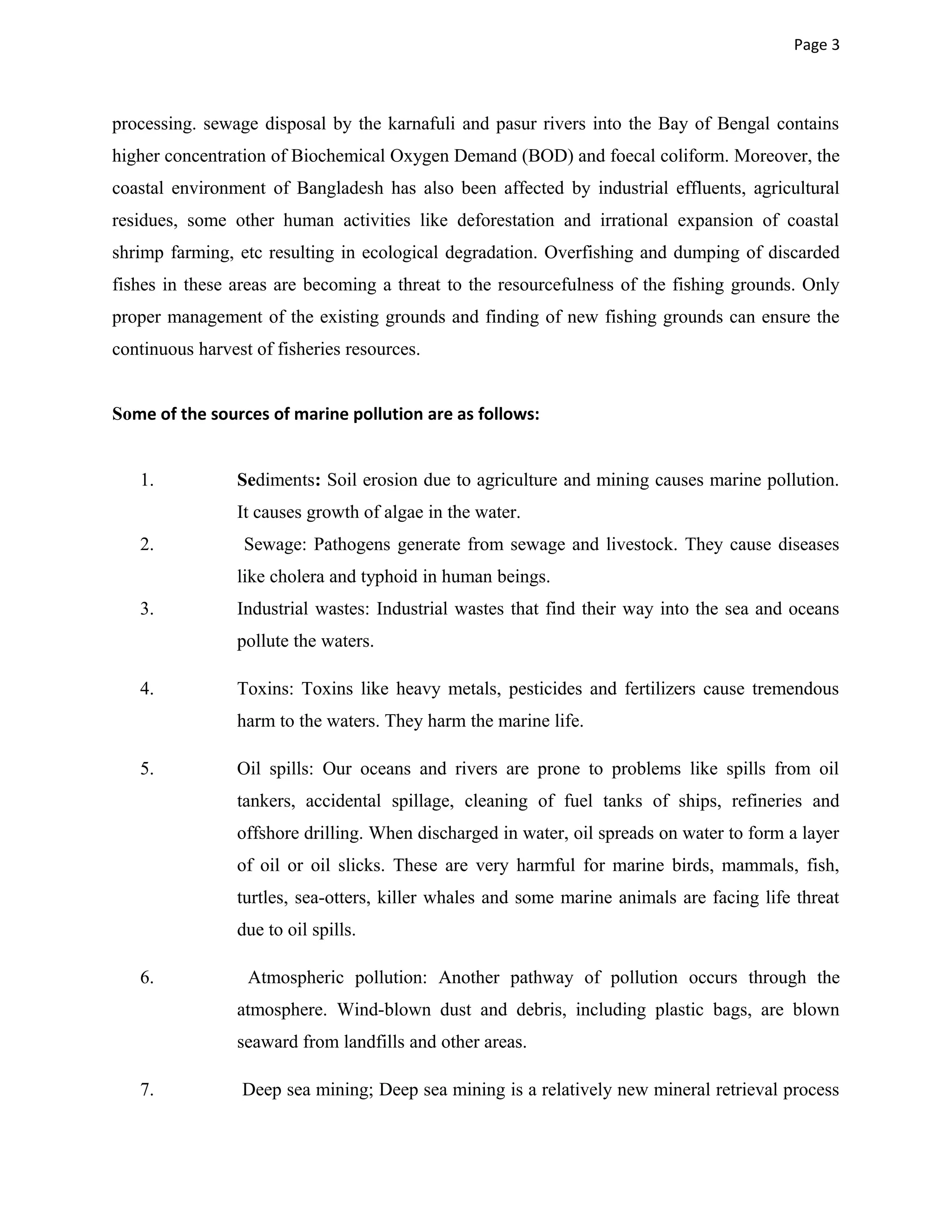 Pollution in the bay of bengal | DOC