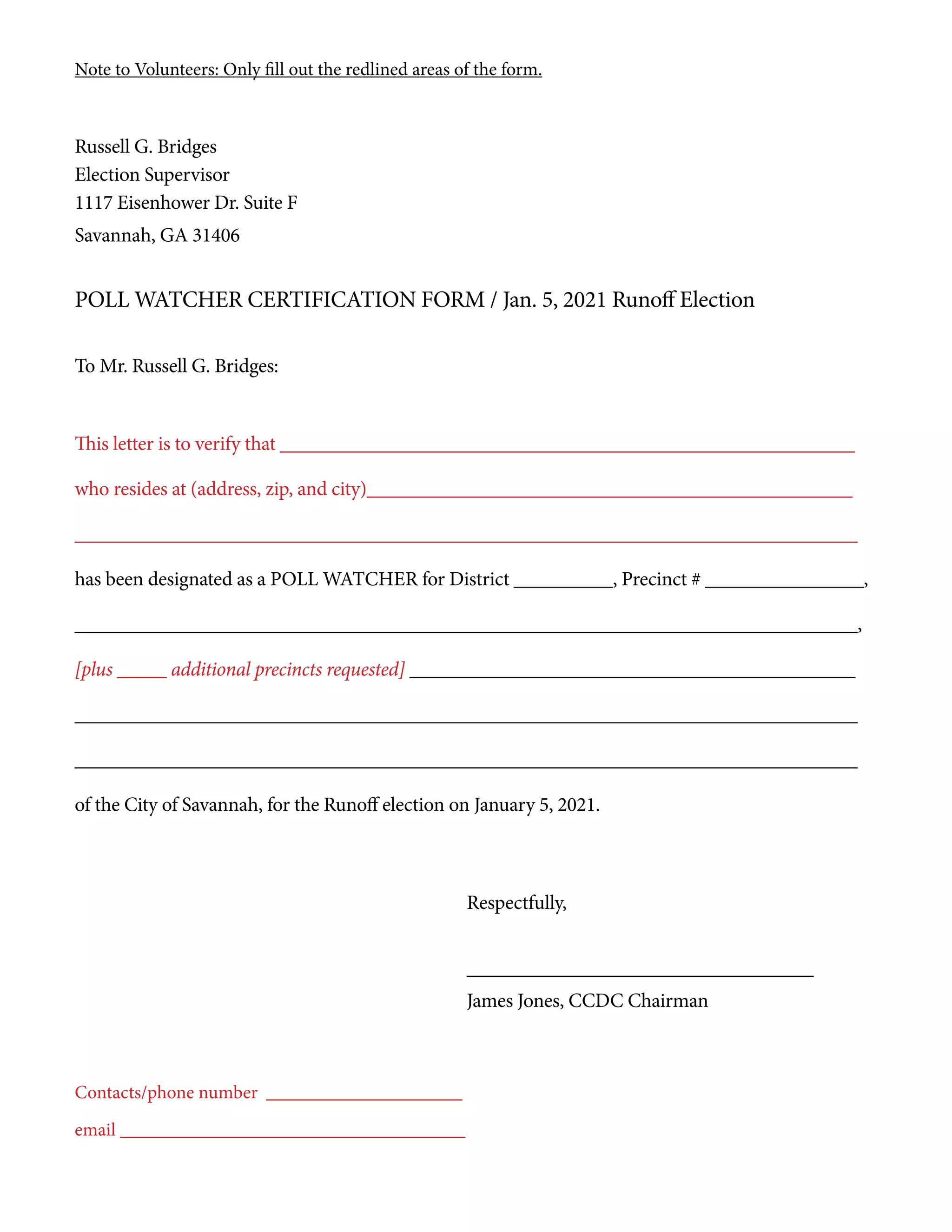 Poll watcher form 2020 | PDF