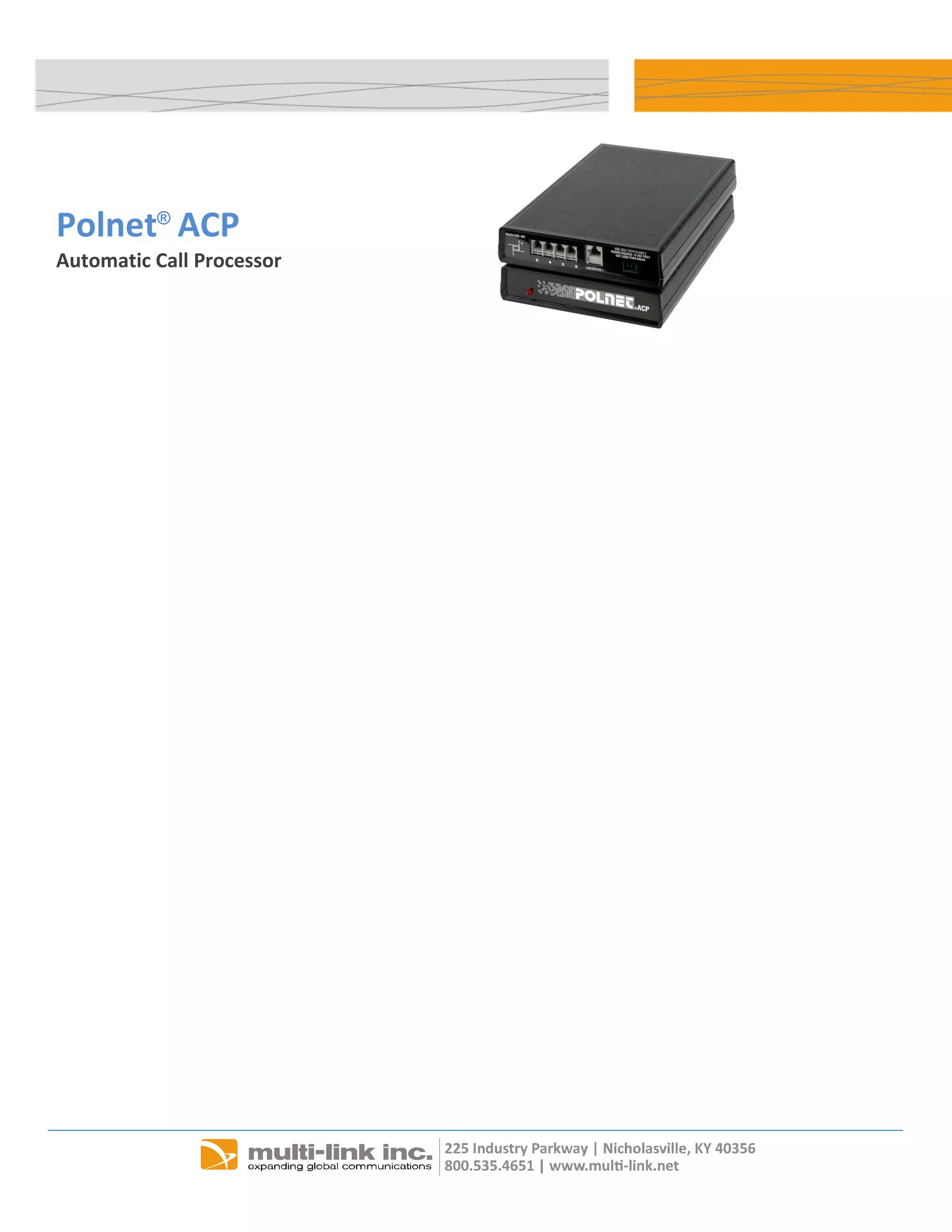 Polnet acp data sheet | DOC | Phone Services | Home Utilities