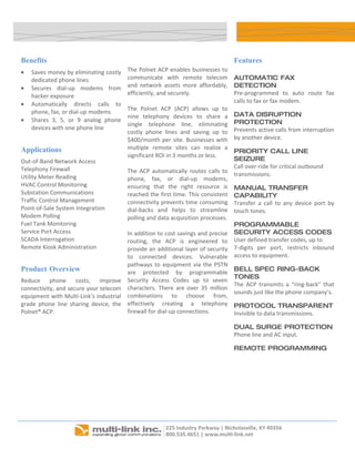Polnet acp data sheet | DOC | Phone Services | Home Utilities