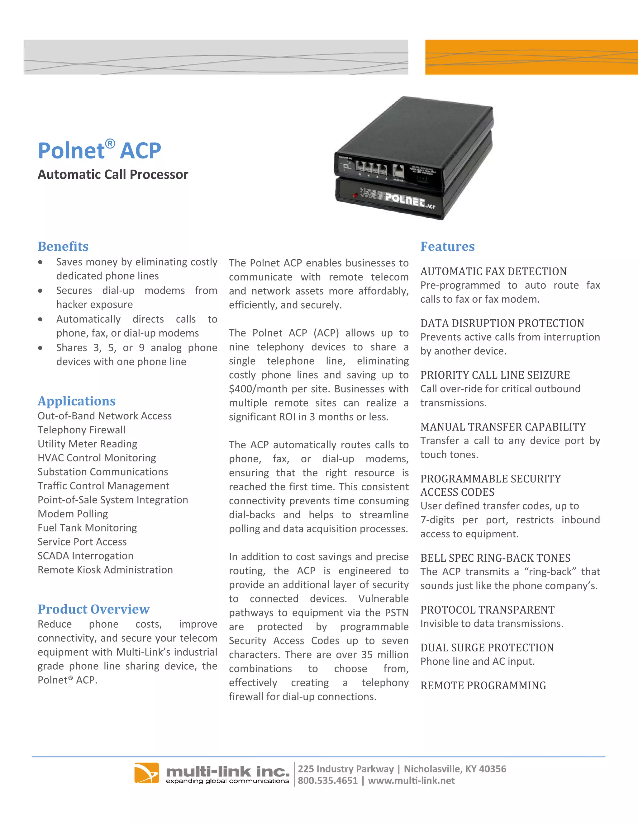 Polnet acp data sheet | PDF