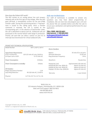 Polnet acp data sheet | PDF
