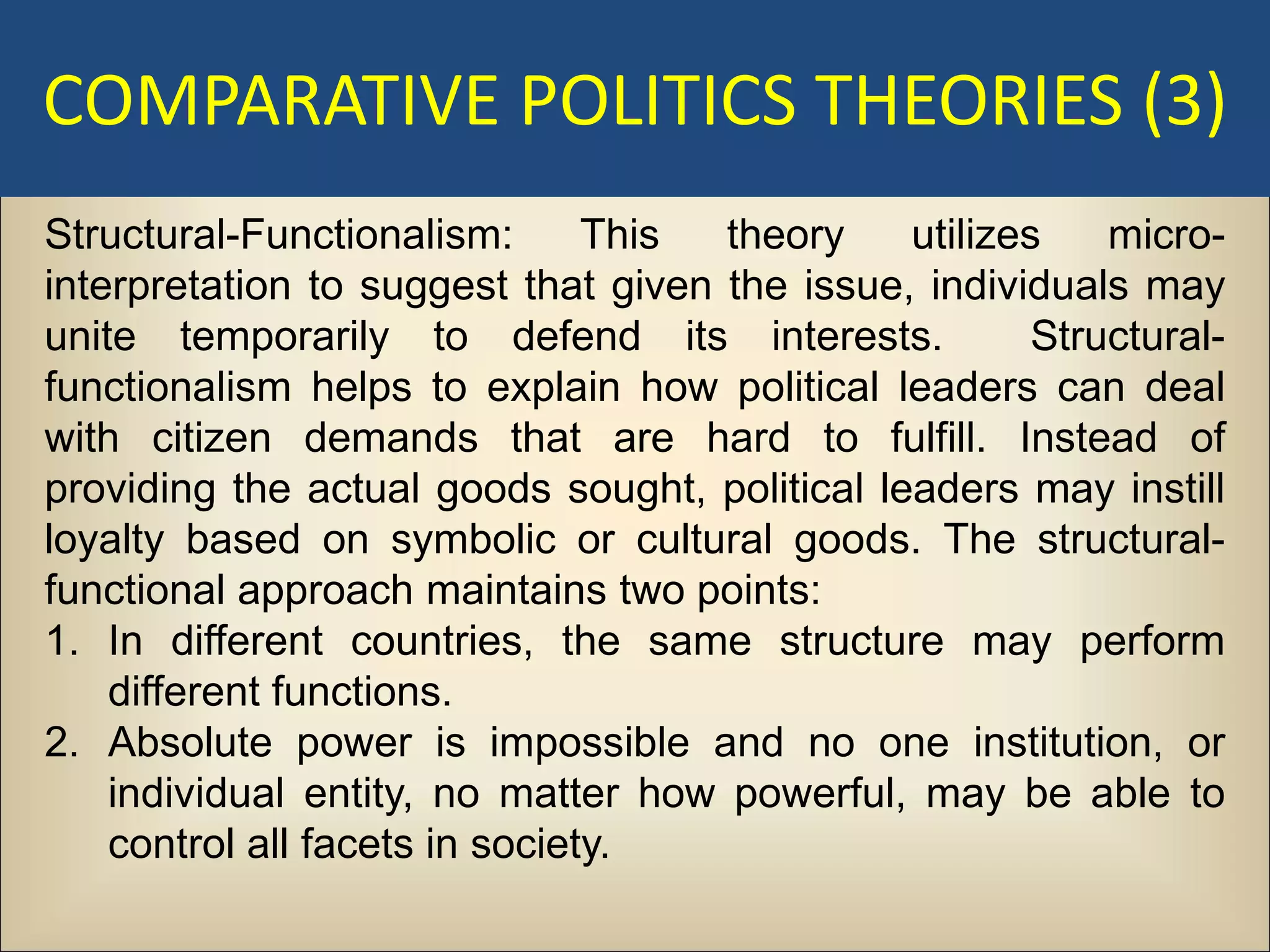 Political Science 2 – Comparative Politics - Power Point #1 | PDF