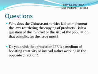 Lisa Hedlund 11501383, Peggy LAi 09013687 | PPT