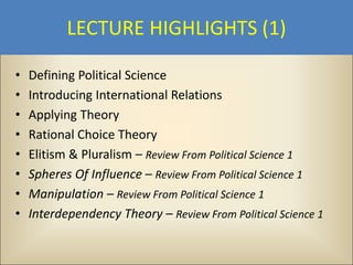 Political Science 7 – International Relations - Power Point #1 | PPT