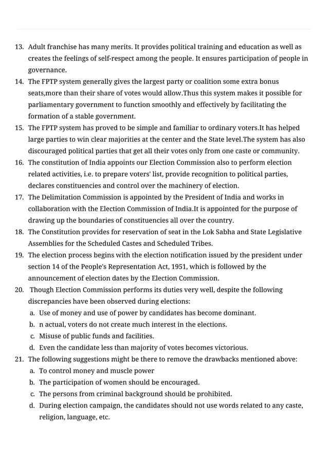 Pol Sci Election And Representation Class 11 Notes Pdf Elections Politics