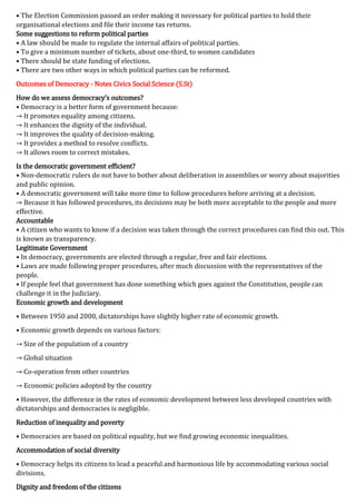 DEMOCRATIC POLITICS CLASS X NOTES ALL CHAPTERS | PDF