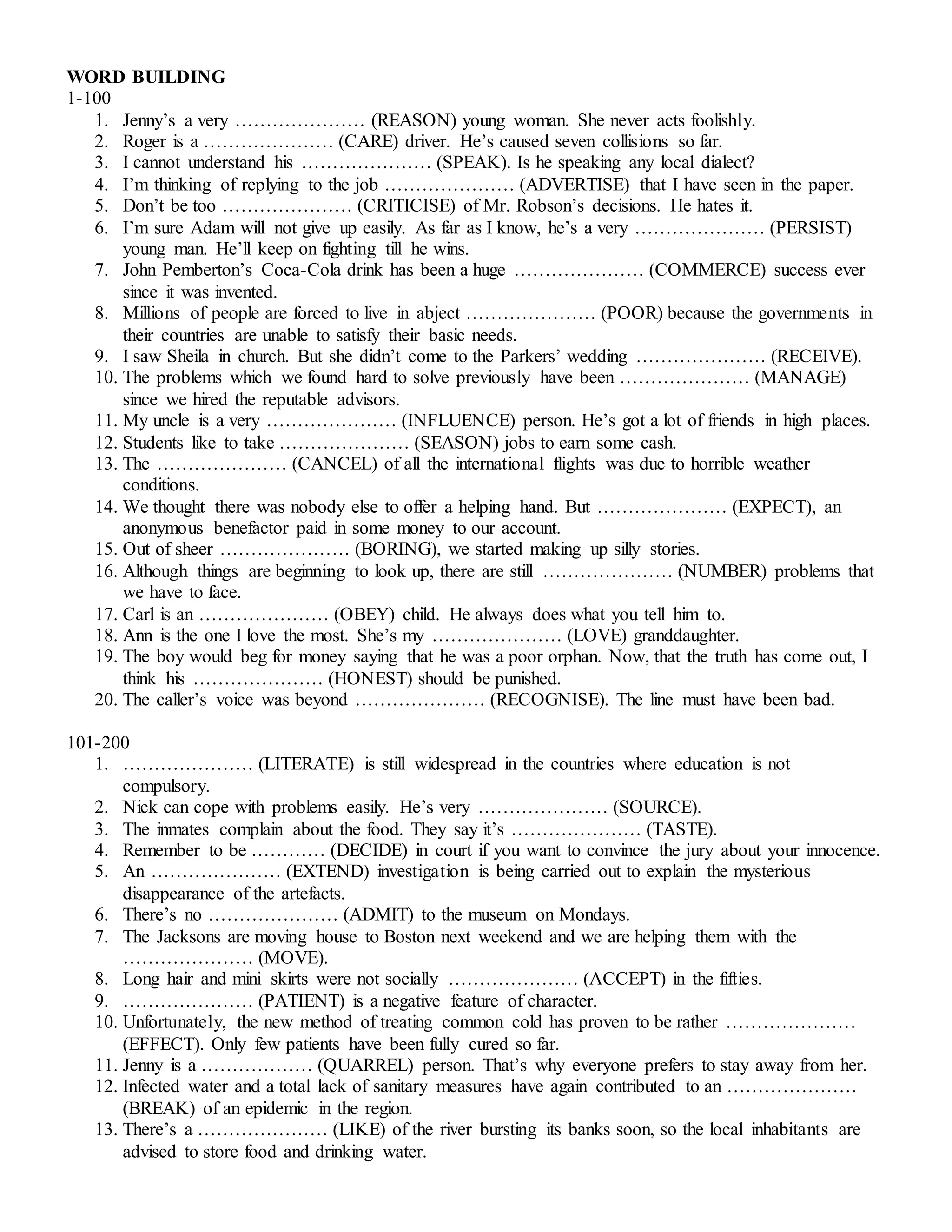 word formation C1 | DOC