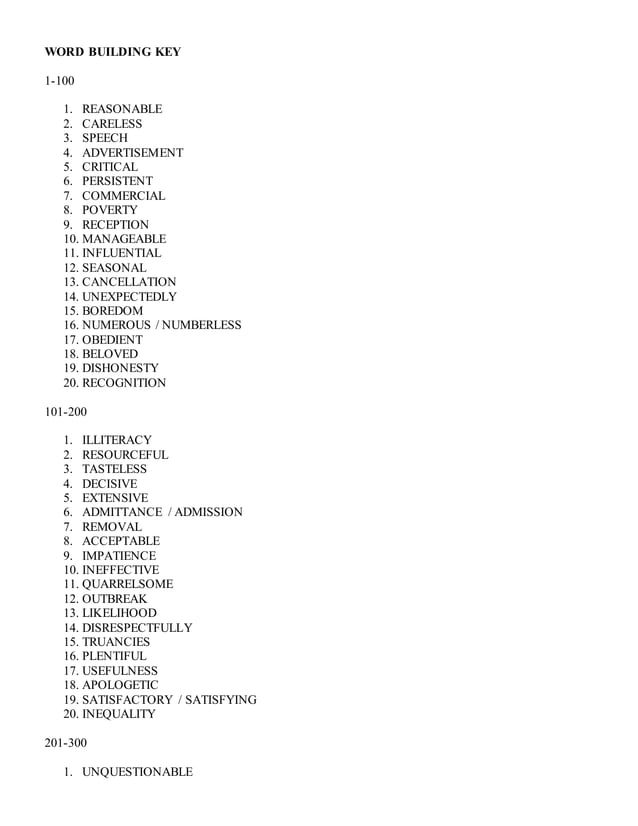word formation C1 key