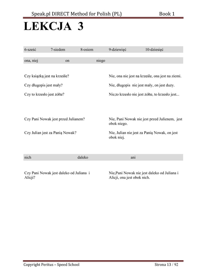 polish for foreigners book 1 DIRECT METHOD book | PDF