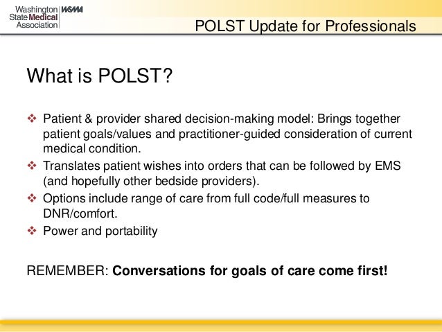 POLST Skills Development - Sharmon Figenshaw and Bruce Smith