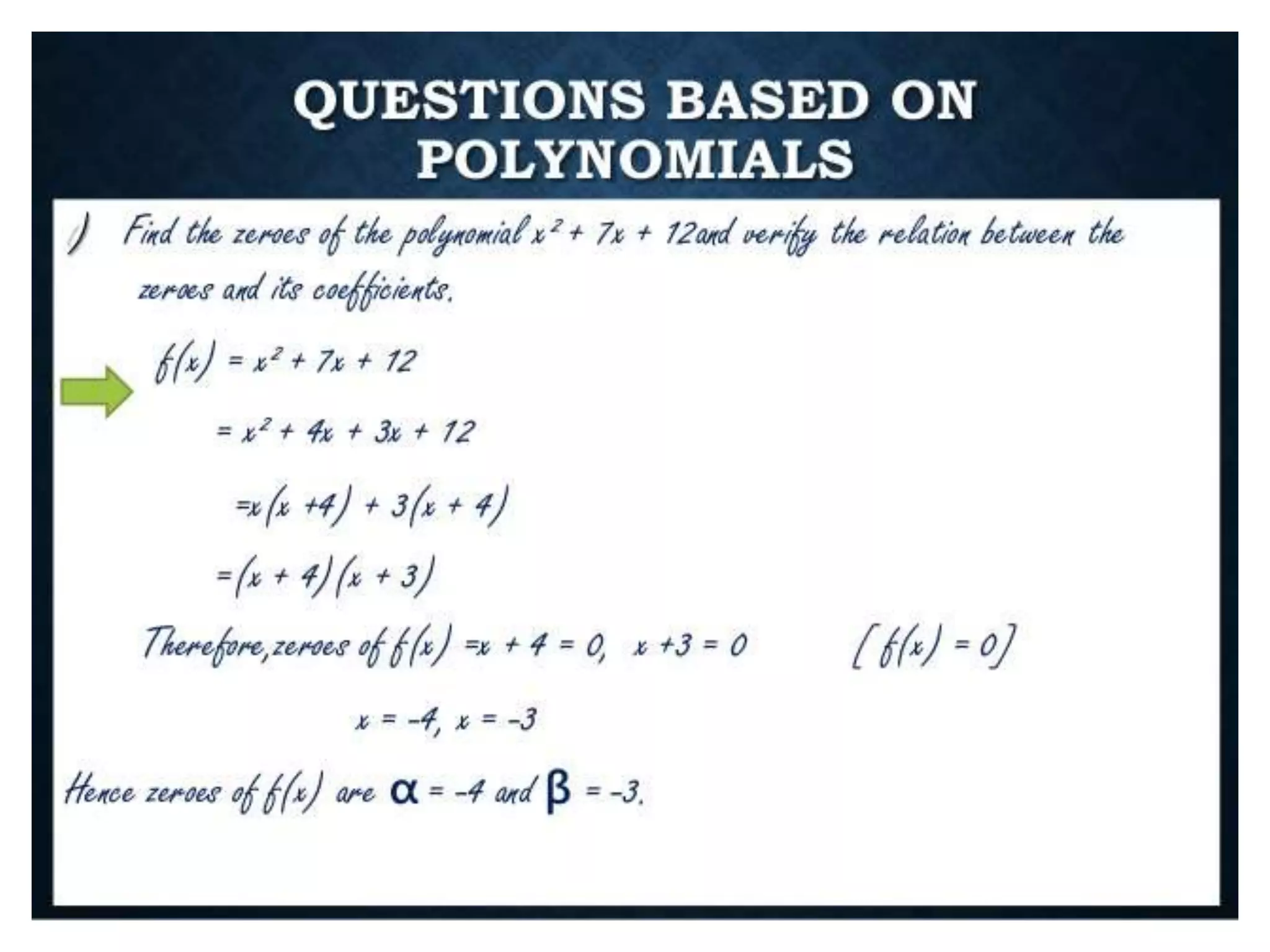 Class 10 Maths Ch Polynomial PPT | PPTX
