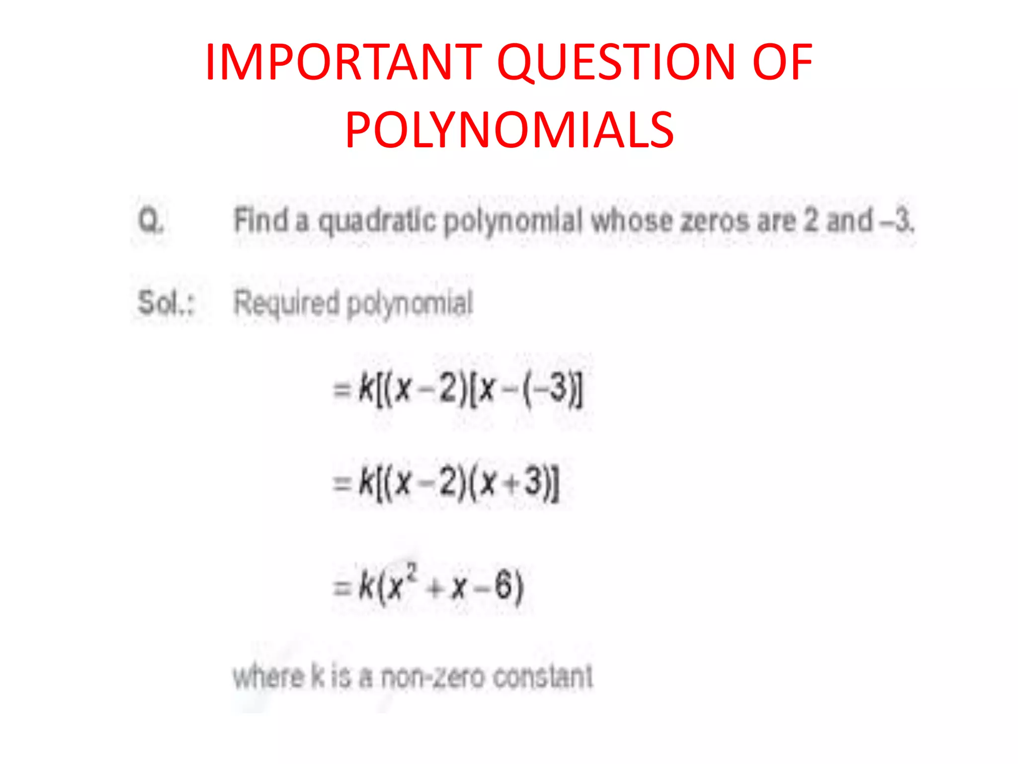 Class 10 Maths Ch Polynomial PPT | PPTX