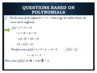 Class 10 Maths Ch Polynomial PPT | PPTX