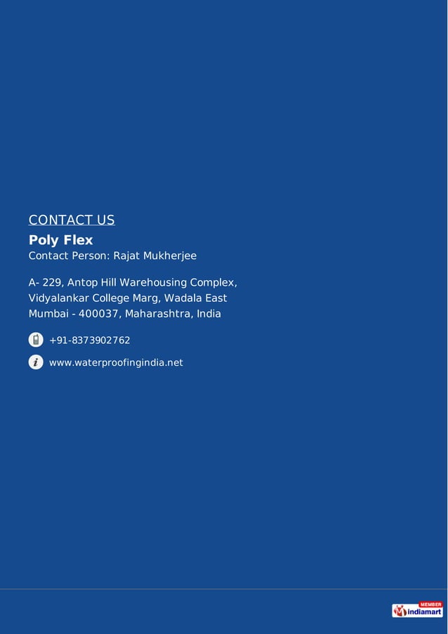 Poly flex Waterproofing material and systems | PDF