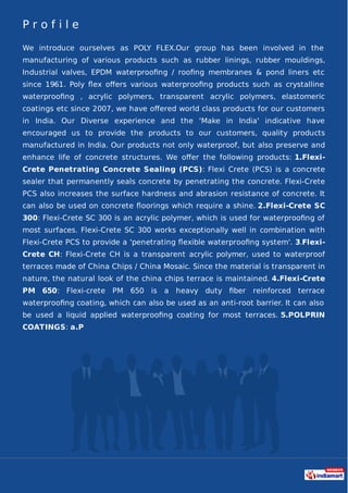 Poly flex Waterproofing material and systems | PDF
