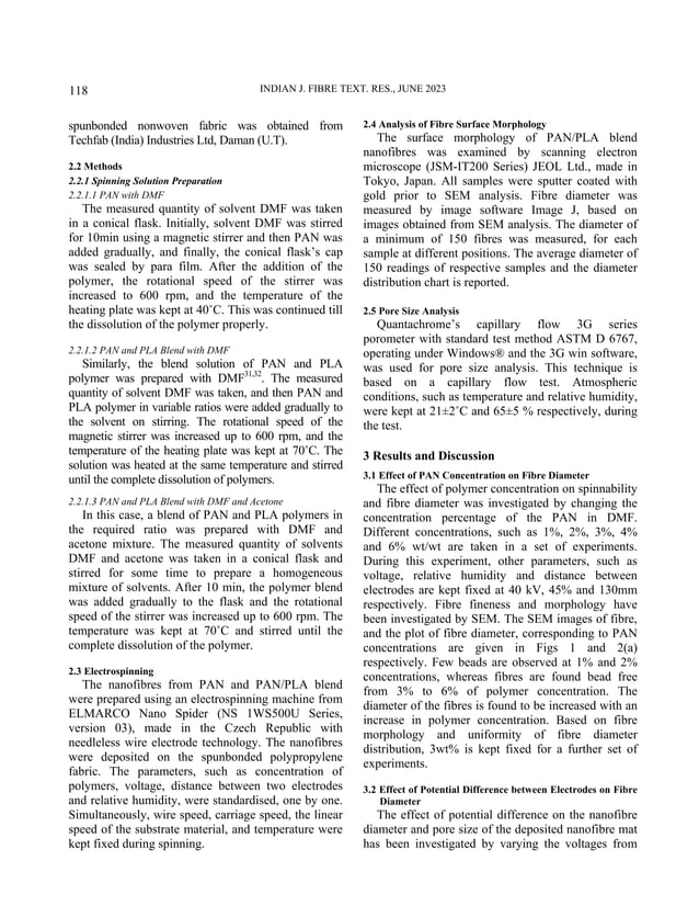Polyacrylonitrile and polylactic acid blend nanofibre spinning using needleless electrospinning ...