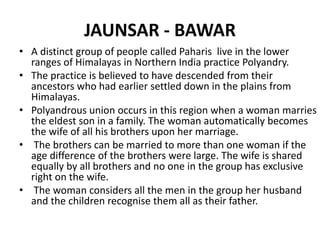 Polyandrous societies in india | PPTX