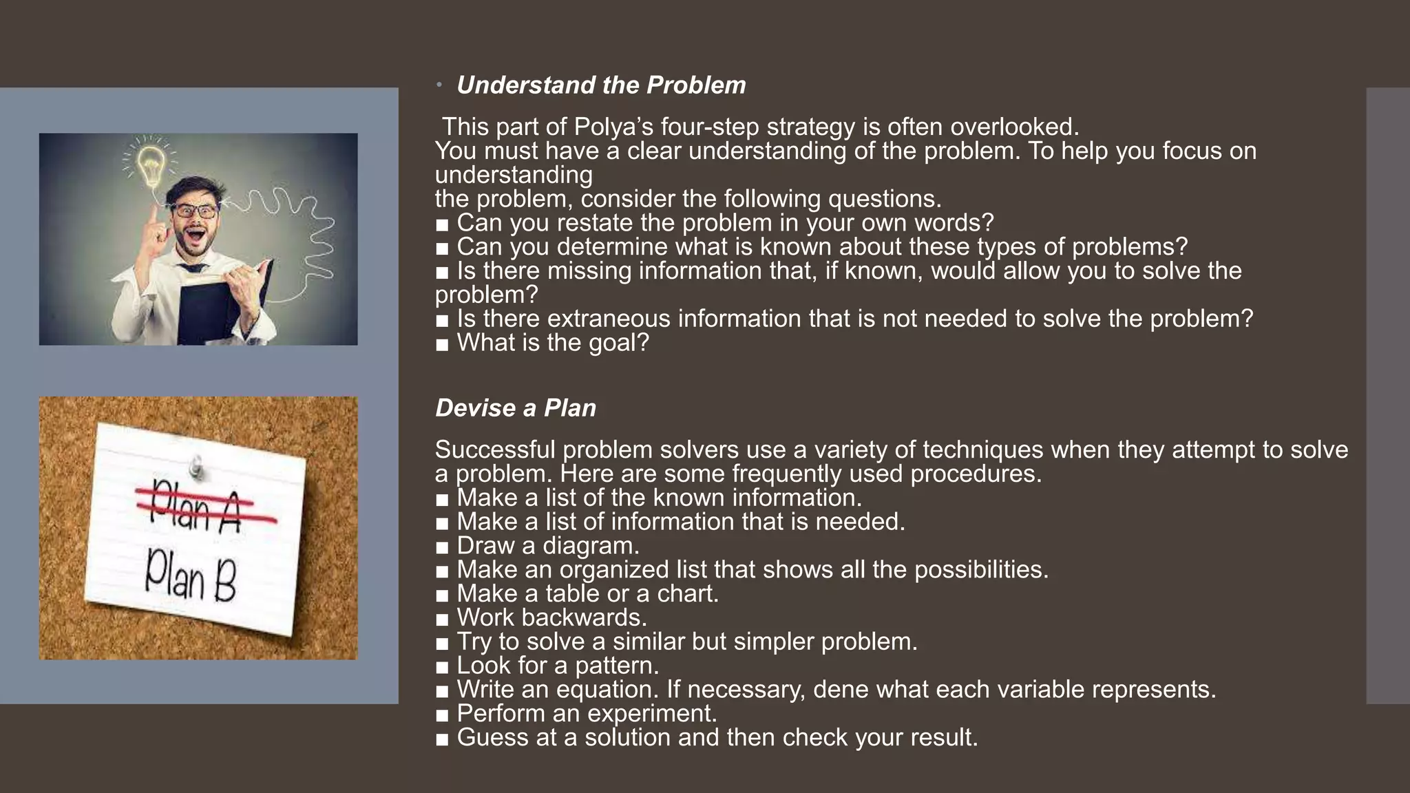 Polya's Problem - Solving Strategy | PPTX