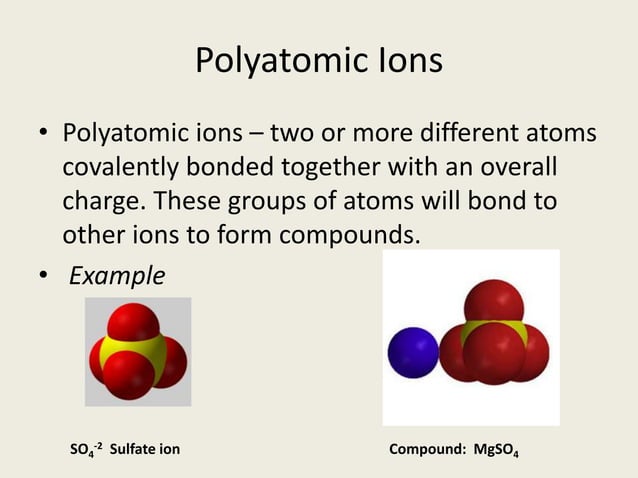 Polyatomic Ions - What is the difference between the two different ...
