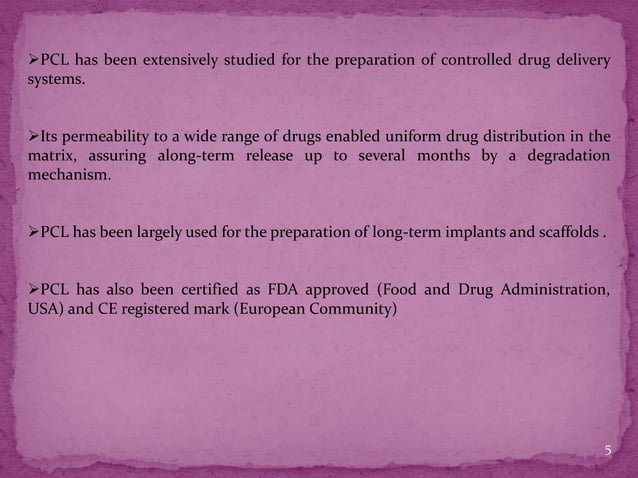 Polycaprolactone(PCL) | PPTX | Chemistry | Science