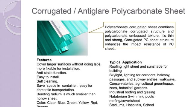 Polycarbonate sheets Details | PPTX