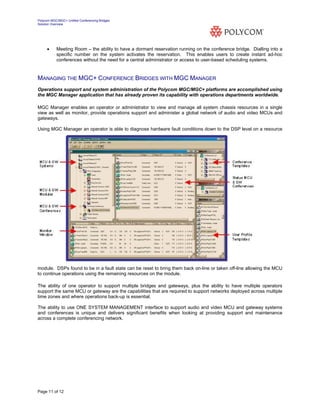 Polycom MGC/MGC Unified Conferencing Bridges Solution Overview | PDF