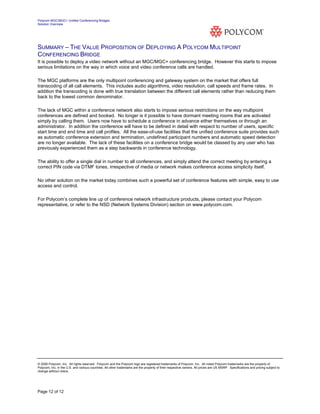 Polycom MGC/MGC Unified Conferencing Bridges Solution Overview | PDF