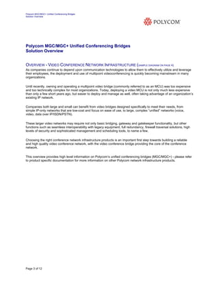 Polycom MGC/MGC Unified Conferencing Bridges Solution Overview | PDF