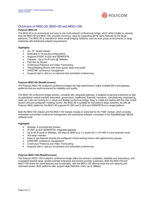 Polycom MGC/MGC Unified Conferencing Bridges Solution Overview | PDF
