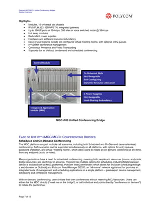 Polycom MGC/MGC Unified Conferencing Bridges Solution Overview | PDF