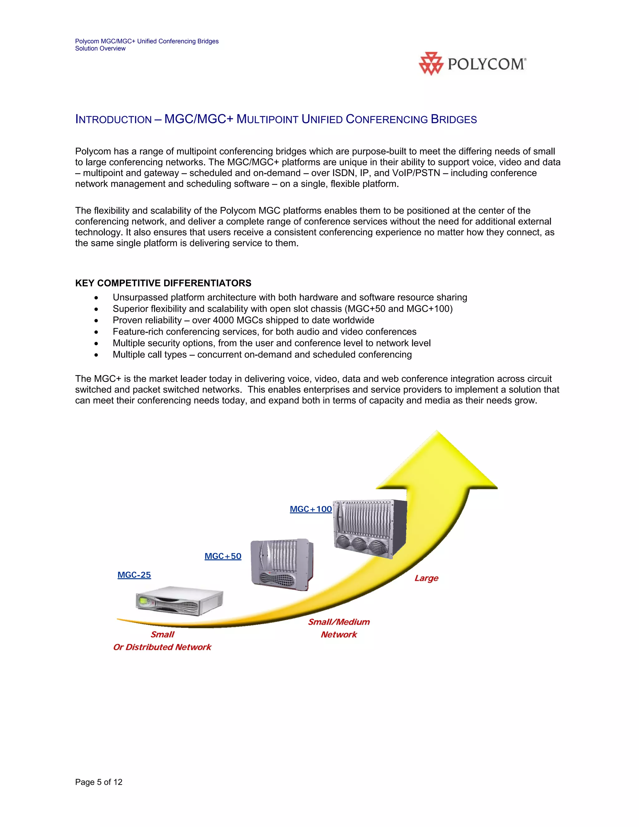 Polycom MGC/MGC Unified Conferencing Bridges Solution Overview | PDF
