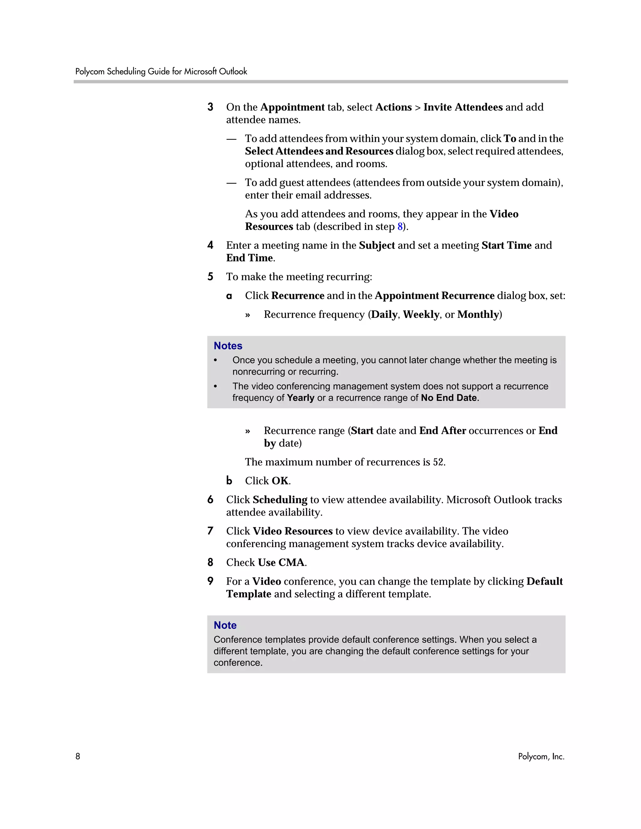 Polycom Scheduling Guide for Microsoft® Outlook® | PDF