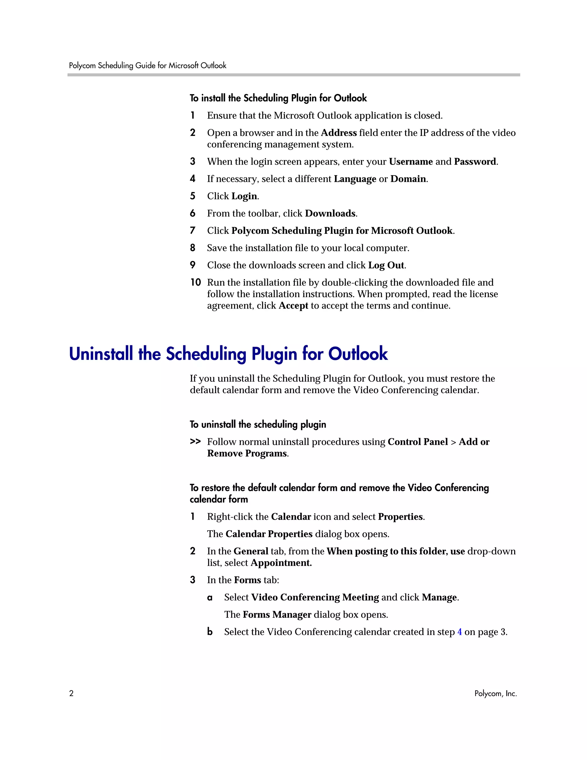 Polycom Scheduling Guide for Microsoft® Outlook® | PDF