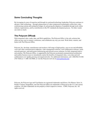 Polycom ® Video Communications H.264 and Pro-Motion ™ : The ... | PDF