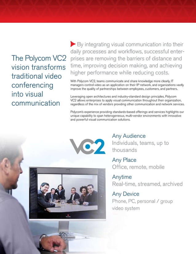 Polycom Video Conferencing Solutions Brochure Pdf Web Conferencing Computer Software And