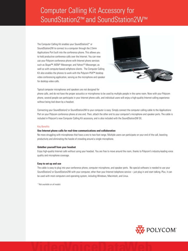 Polycom computer calling kit data sheet | PDF | Web Conferencing | Computer Software and ...