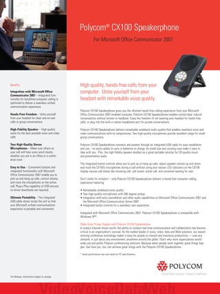 Polycom cx100 speakerphone data sheet | PDF